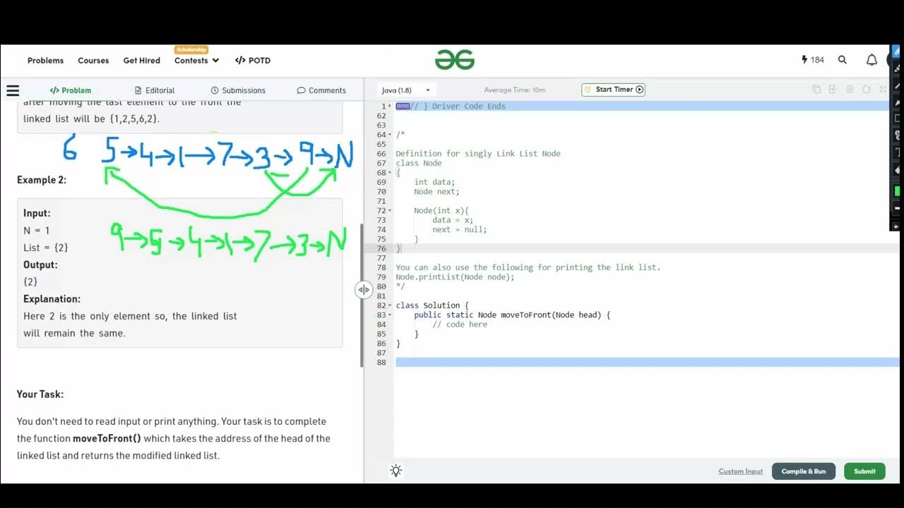 Move Last Node to First in Linked List | Linked List | Full solution with code and explanation ...
