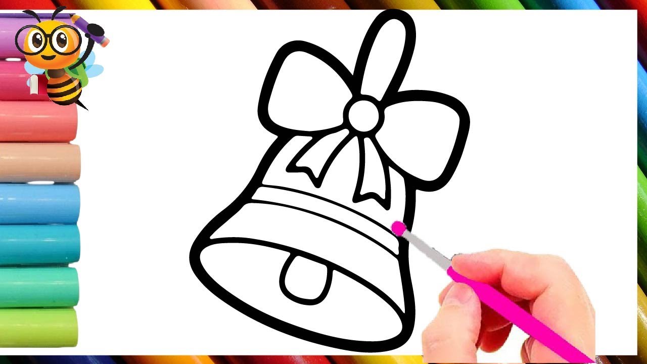 Bell Drawing, Painting and Coloring for Kids and Toddlers . How to draw ...