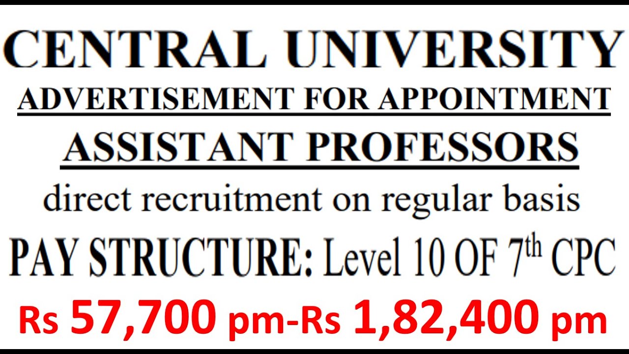 Regular Assistant Professor Vacancy Recruitment Notification in ...
