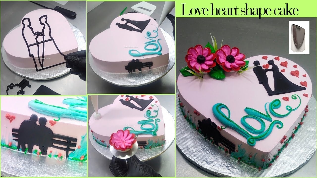 Heart shape cake decorations|heart shape cake design|how to make a ...