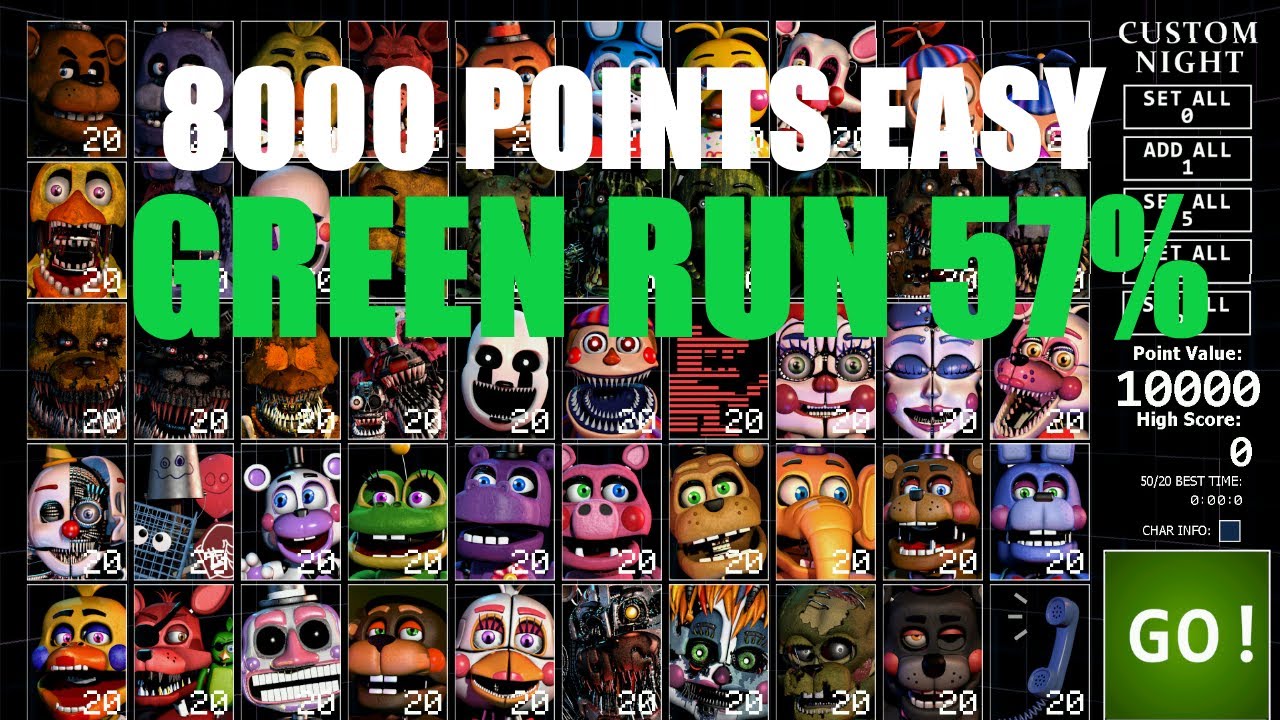 FNAF UCN 8000 Points| Green run 57% - YouTube