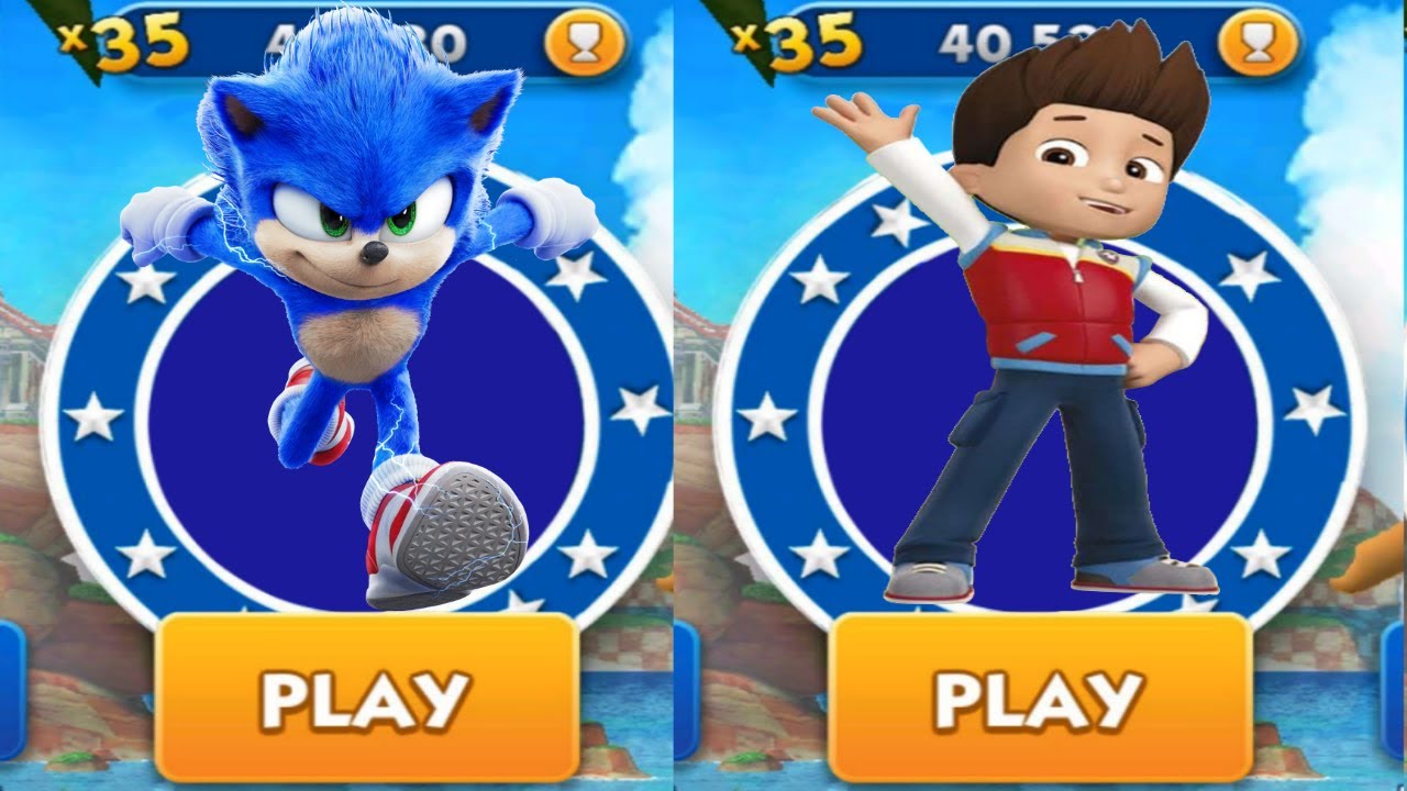 Sonic Dash vs PAW Patrol Ryder Run - Movie Sonic vs All Bosses Eggman ...