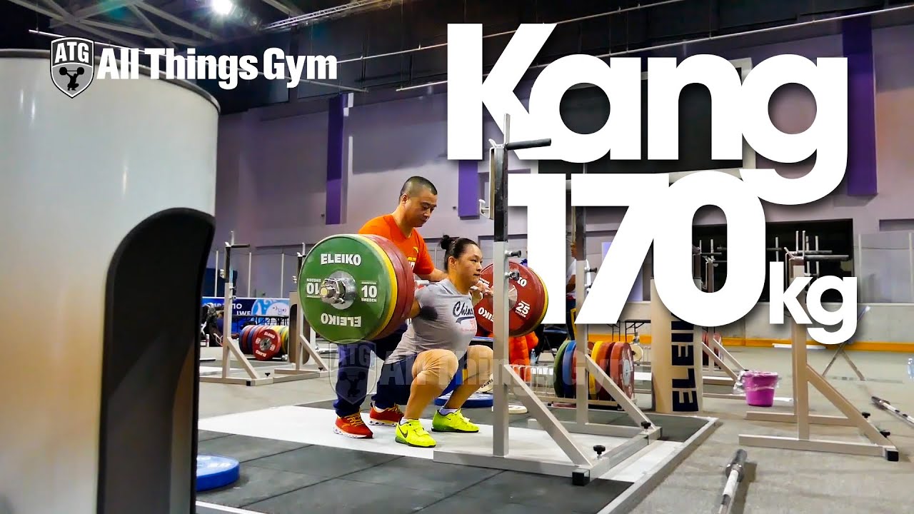Yue Kang (China) 170kg x5 Squat Almaty 2014 Training Hall HD 60P - YouTube