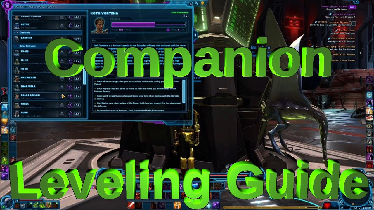 SWTOR - Companion Leveling Guide Star Wars The Old Republic - YouTube