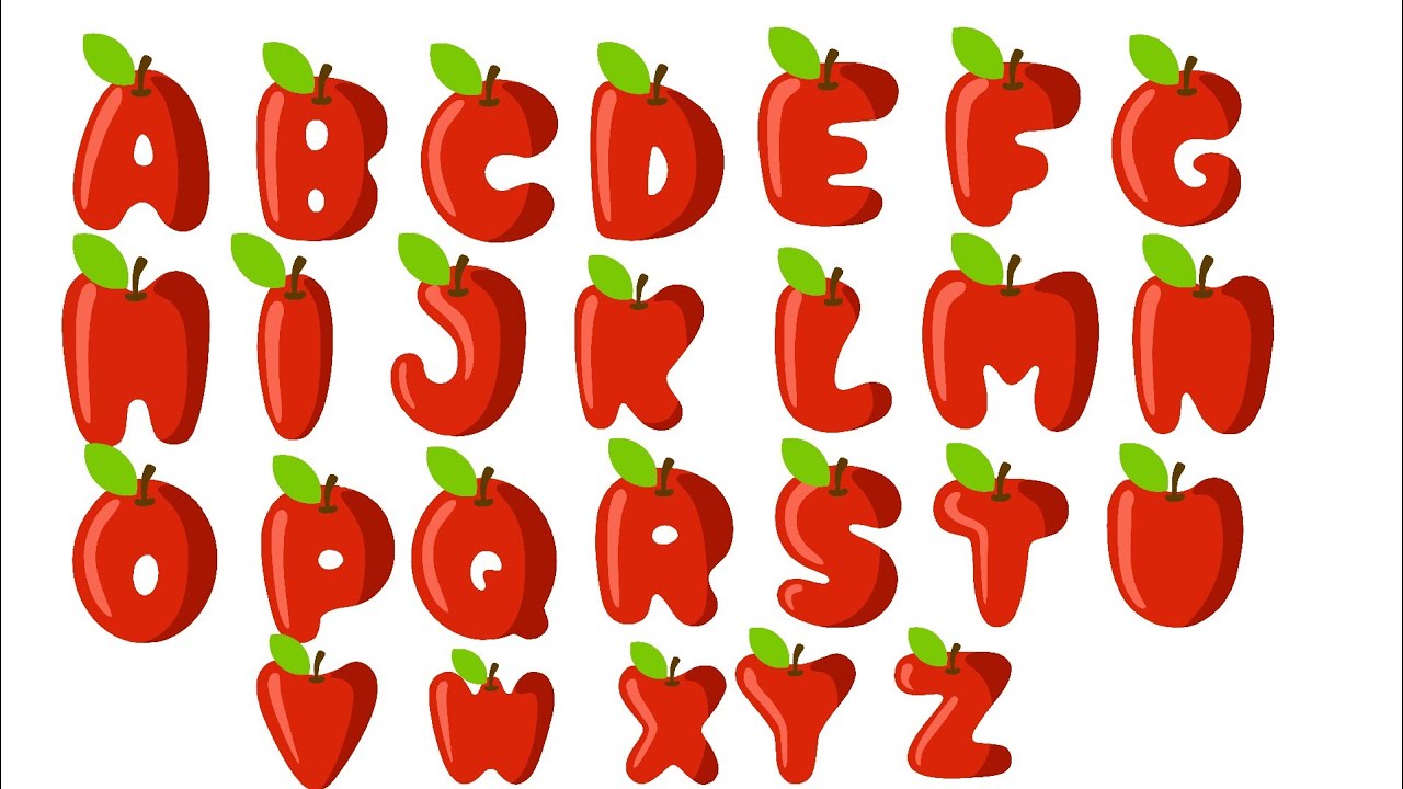 Apple 🍎 Shape ABCD Phonics Song - Learn The Alphabet In Apple Shape ...