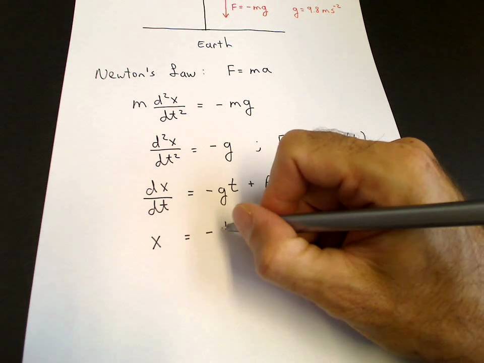 Mass falling with constant acceleration - YouTube