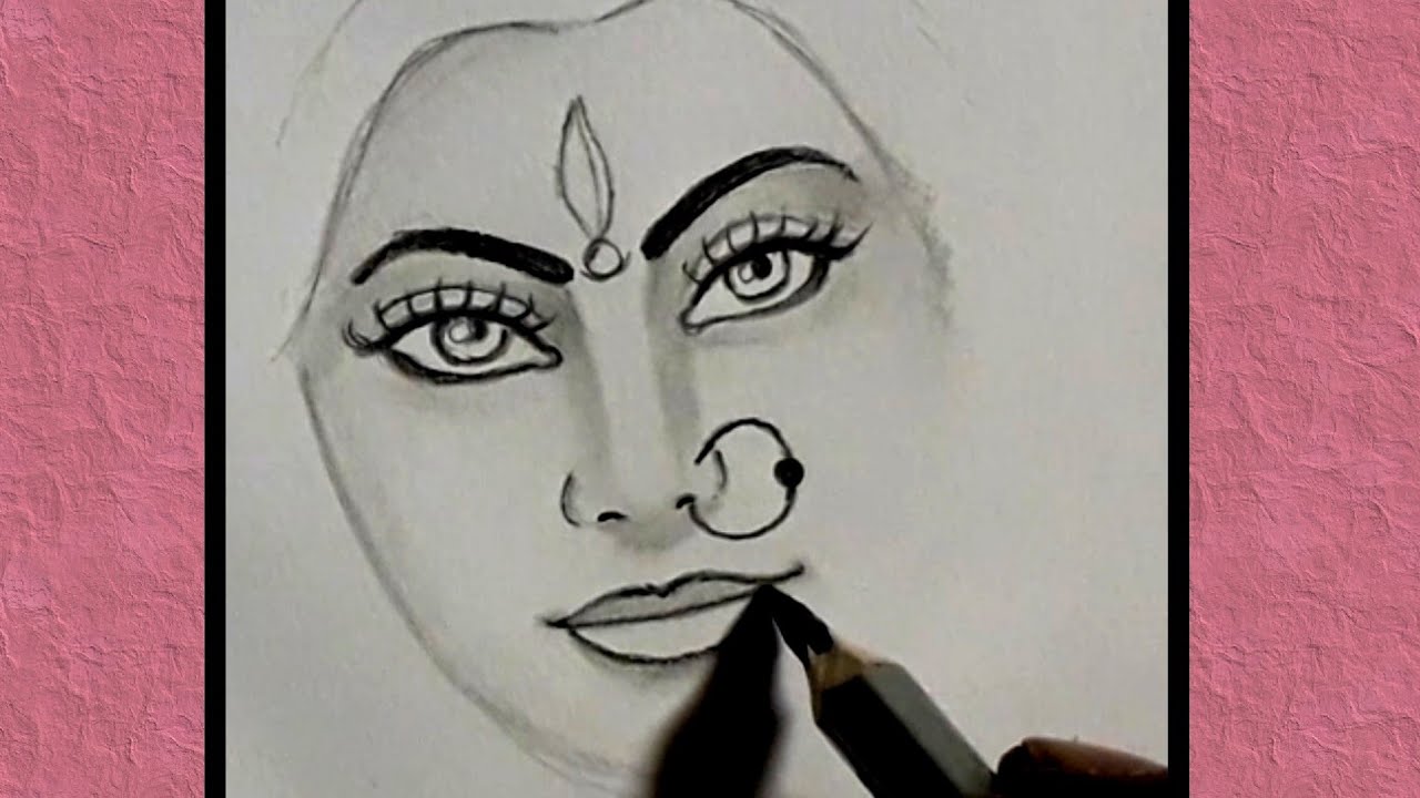 How to draw beautiful maa durga devi face drawing for beginners/maa ...
