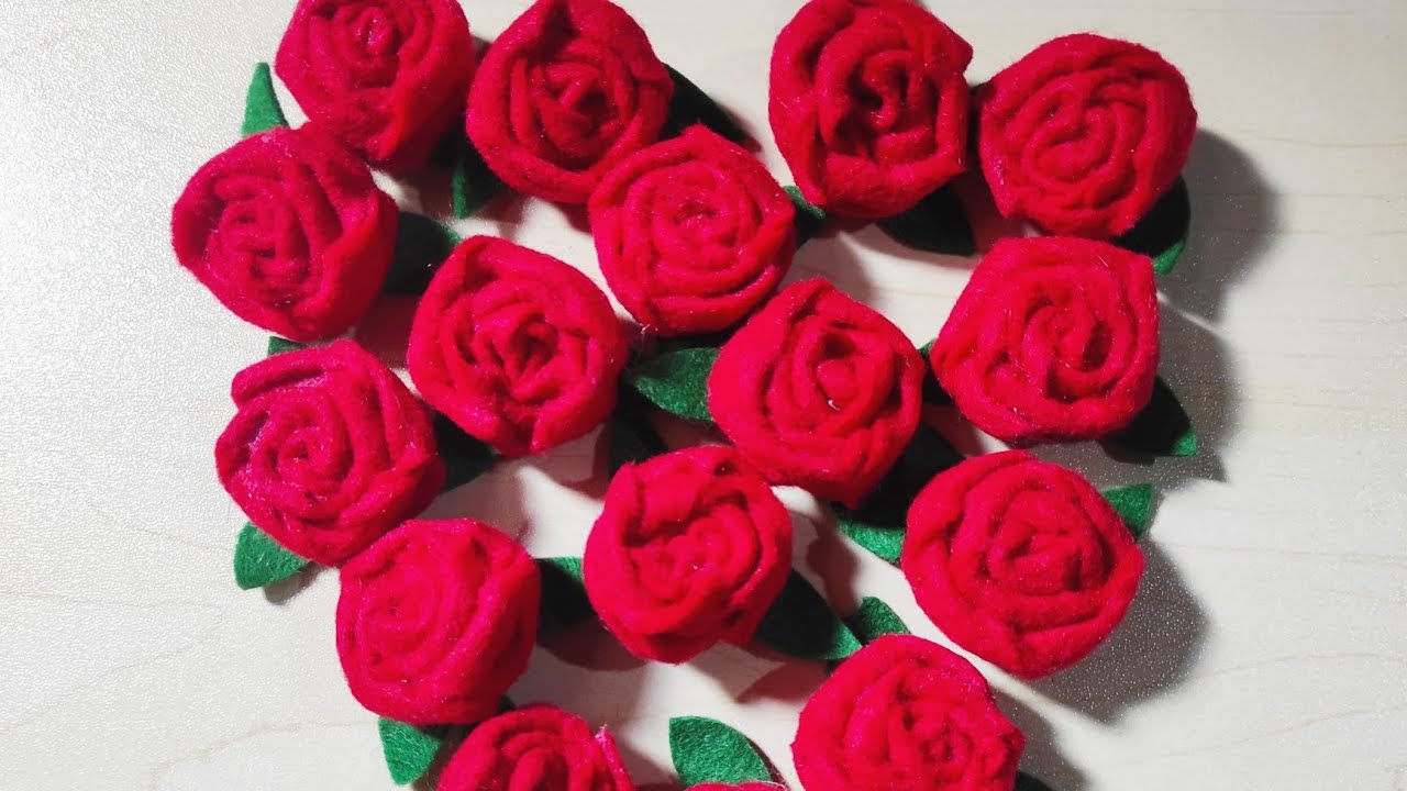 Tutorial Membuat Bunga Mawar Dari Kain Flanel | Rose from felt | Cara ...