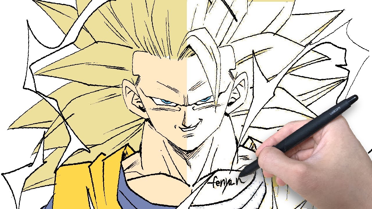How To Draw "Super Saiyan 3 GOKU"【DRAGONBALL】 - YouTube