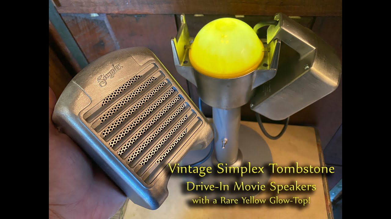 Vintage Simplex Tombstone Drive-In Movie Speaker Set w/ Yellow Glow Top ...