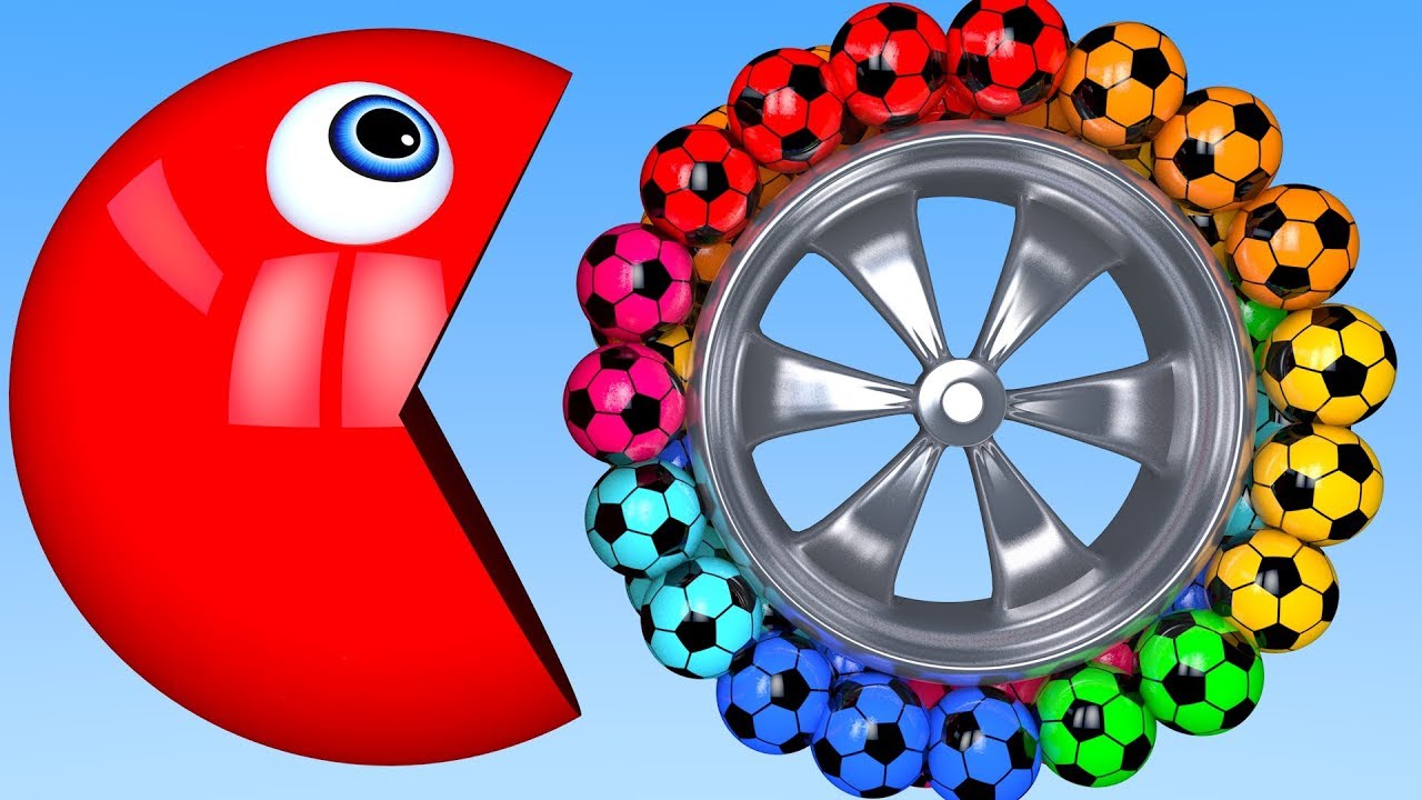 Learn Colors with PACMAN and 3D Soccer Ball Wheel shape for Kid ...