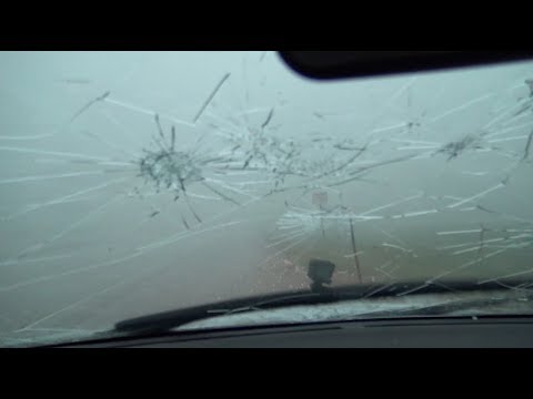 INCREDIBLE hail core pummels Nissan Sentra, blowing out back window