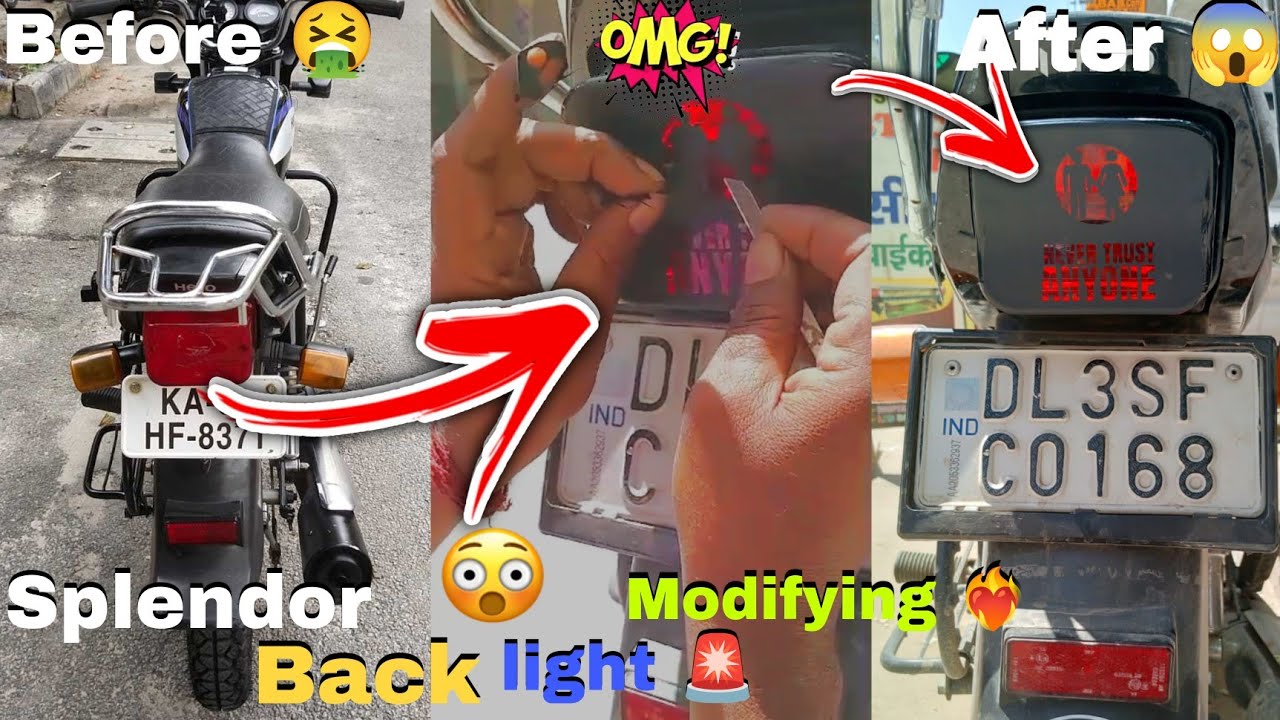 Splendor Back light modifying 🔥😱🚨|| Splendor Back light modification ...