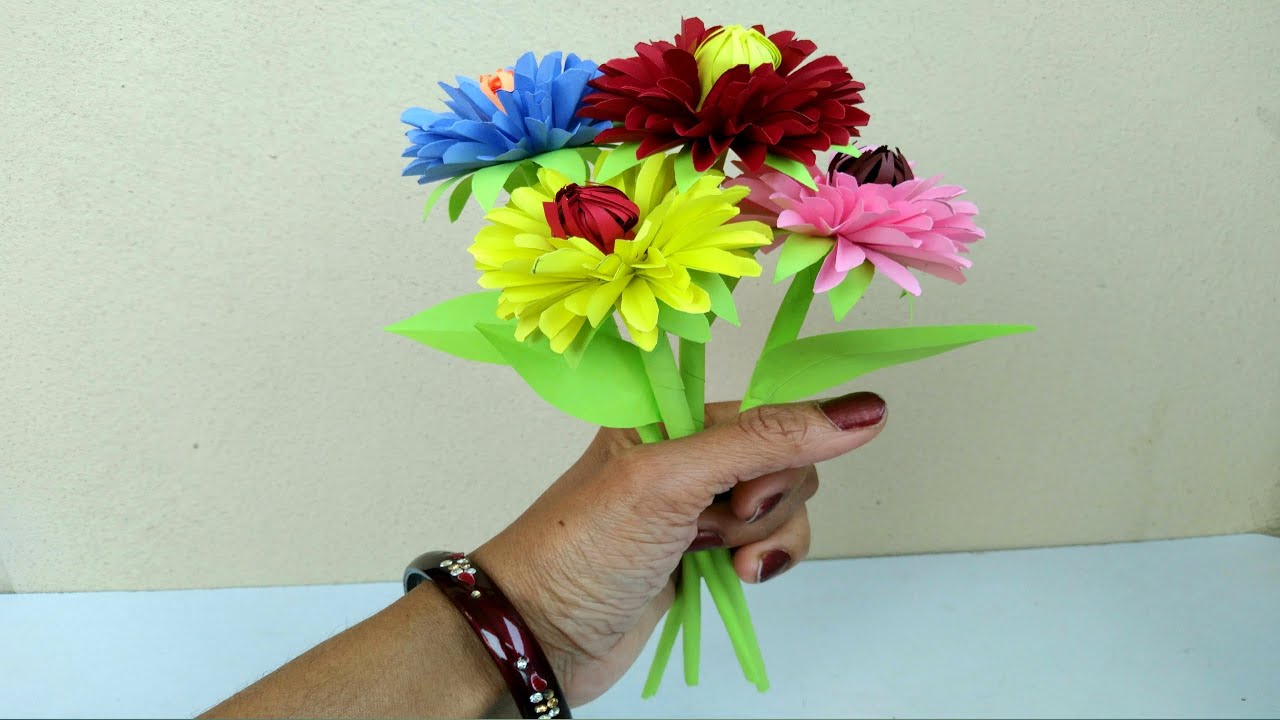 How to make Paper Flowers Chrysanthemum | DIY Paper Mums (Chrysanthemum ...