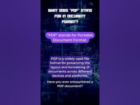 What does "PDF" stand for in document format? - YouTube