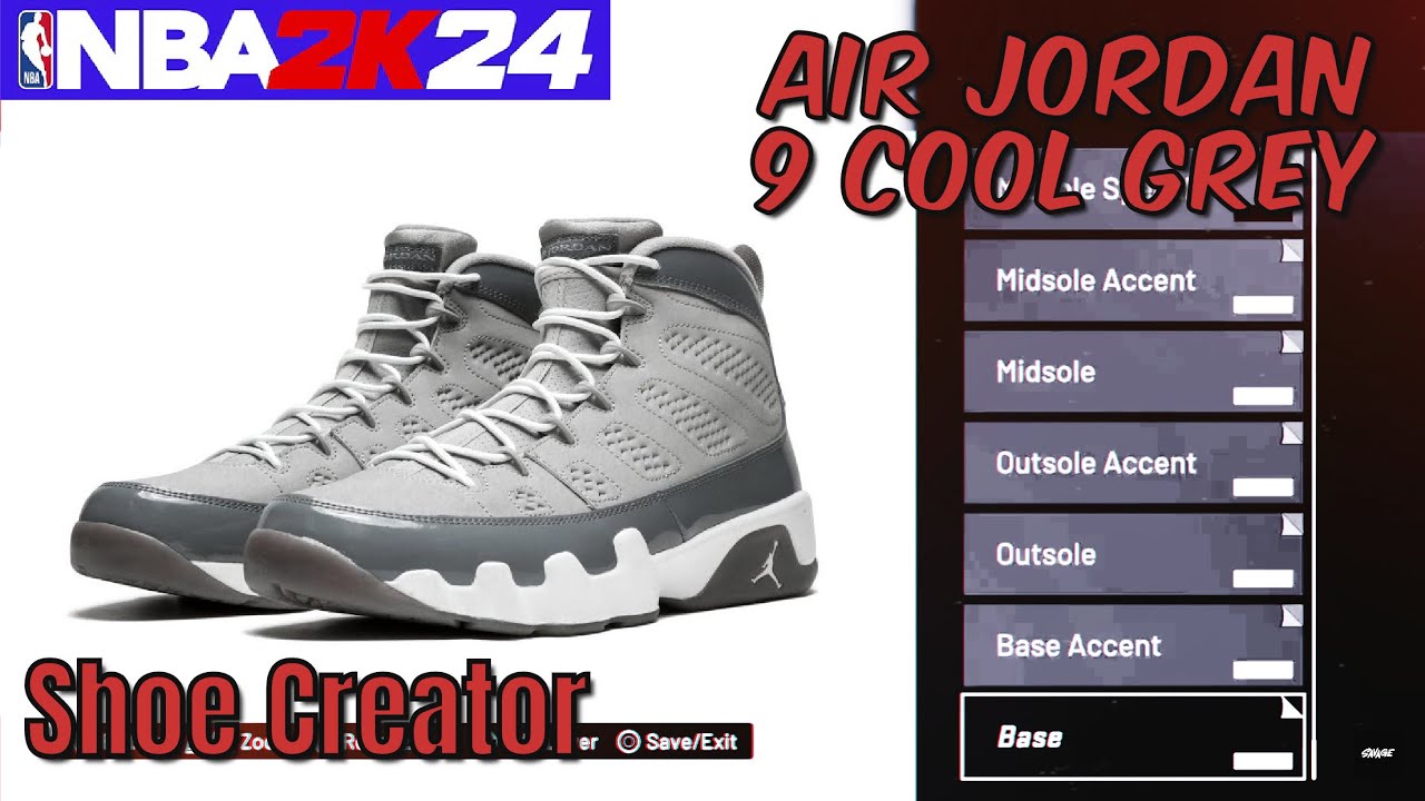 How To MAKE Air Jordan 9 "Cool Grey" In NBA 2K24 - Shoe Creator - YouTube
