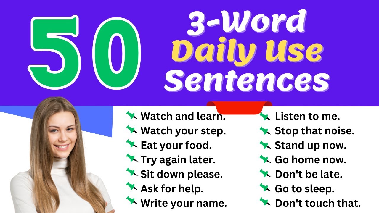 3-Word-Daily Use Sentences | 50+ Daily Life Short Sentences | English ...