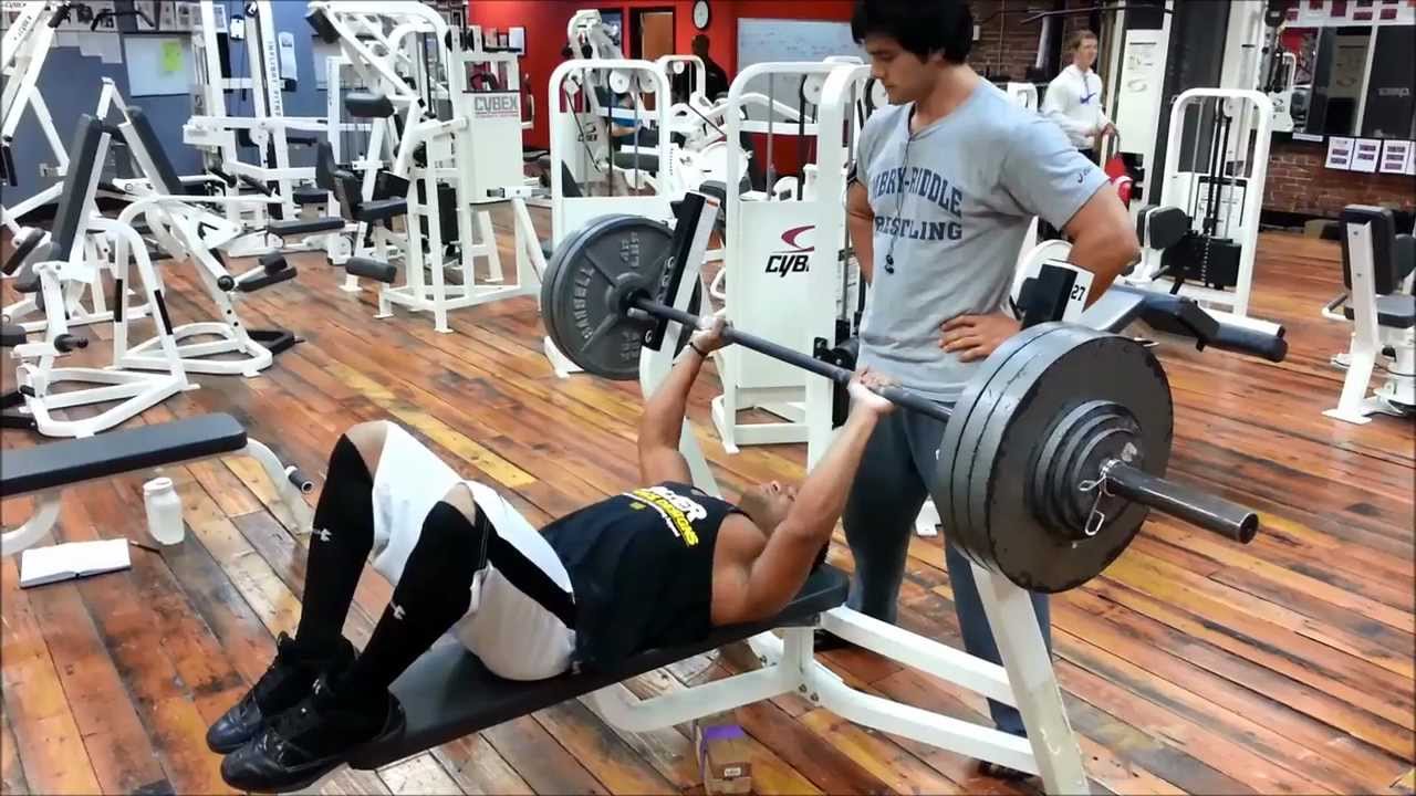 350 bench/315x3/207lb Military press/ Log Press @ 152lbs bw - YouTube