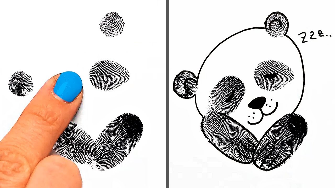 35 PROSTYCH RYSUNKÓW Z ODCISKÓW PALCÓW - YouTube