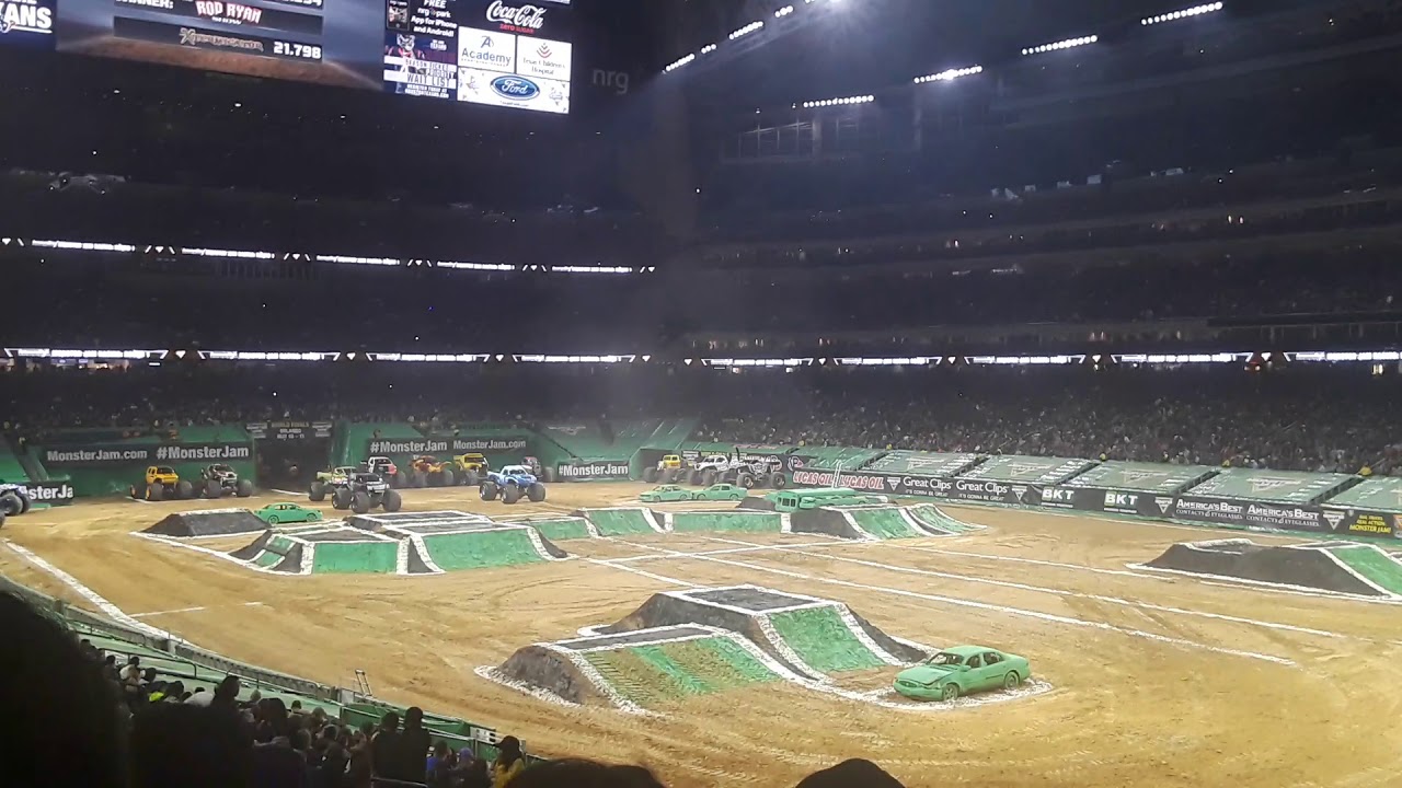 Monster jam race 2 PART 3 HOUSTON NRG STADIUM - YouTube