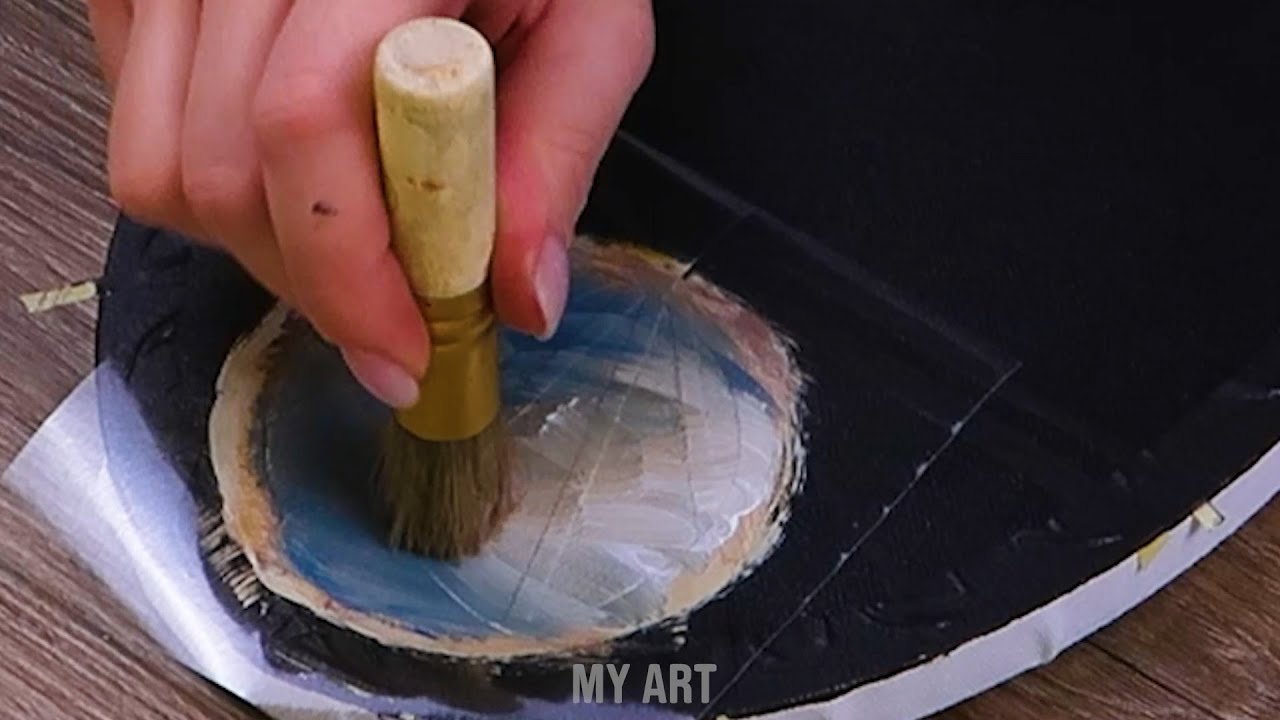 How to Draw Easy Oval Sunset｜Satisfying Acrylic Painting - YouTube