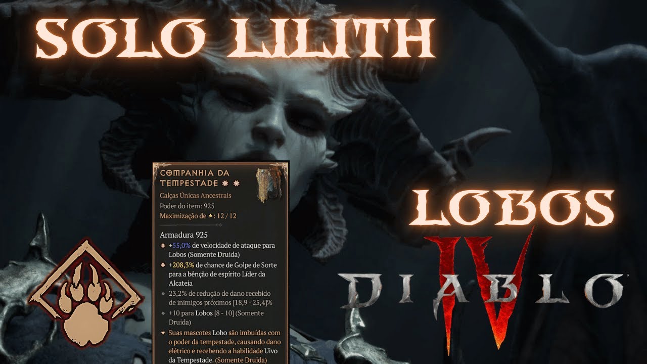 DIABLO 4 - SOLO LILITH - DRUIDA - ALCATEIA DE LOBOS - YouTube