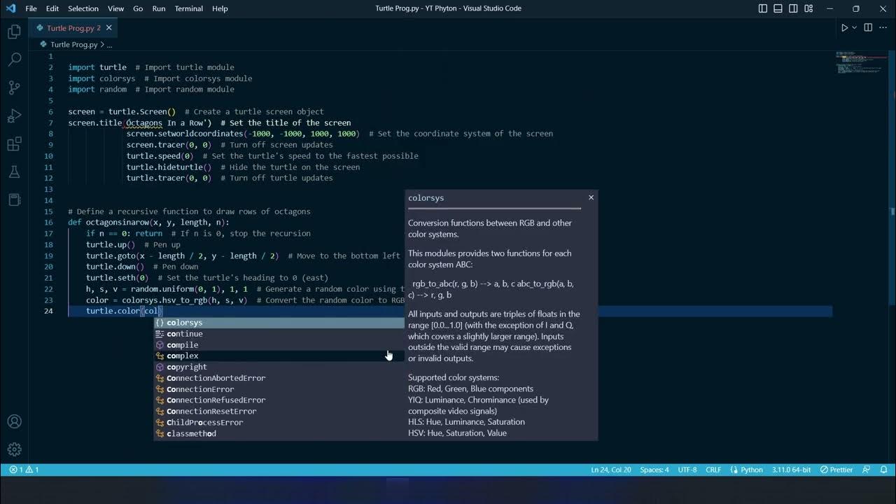 How to Draw Octagons in Rows Using Recursion in Python - YouTube