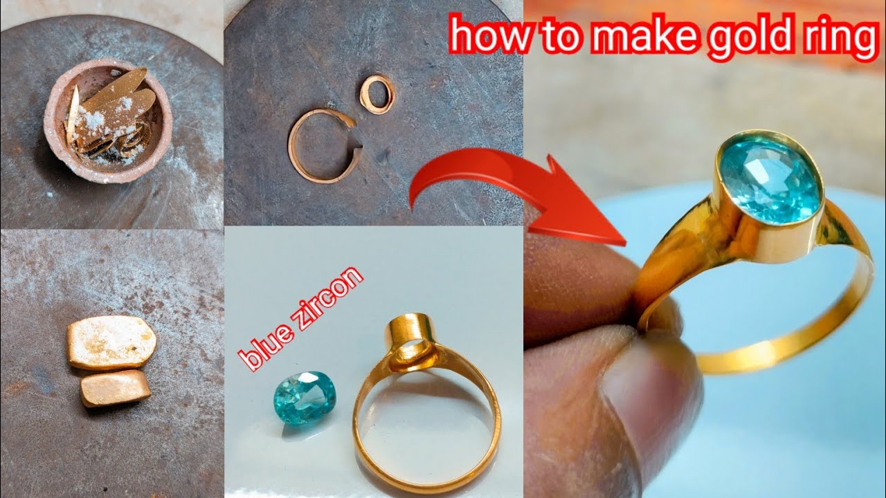 22K Gold Ring Making For Gents with Blue Zircon| How To Make Gold Ring ...