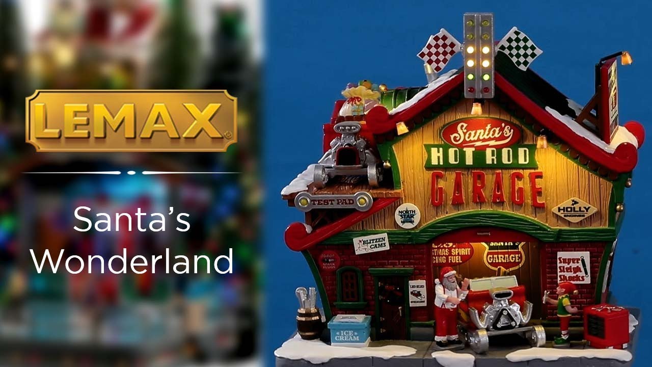 Lemax Santa's Hot Rod Garage - SKU# 25863 - YouTube