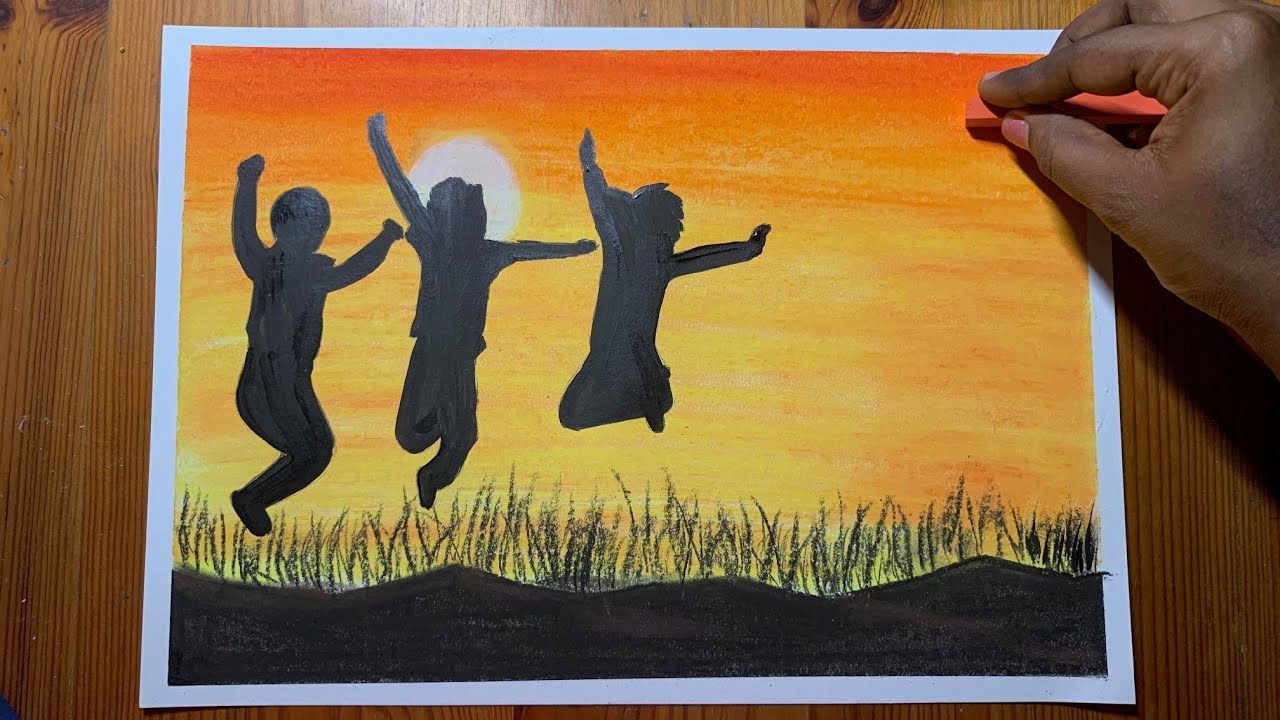 Friendship Day Drawing | Easy Friends Soft Pastel Drawing | Step by ...