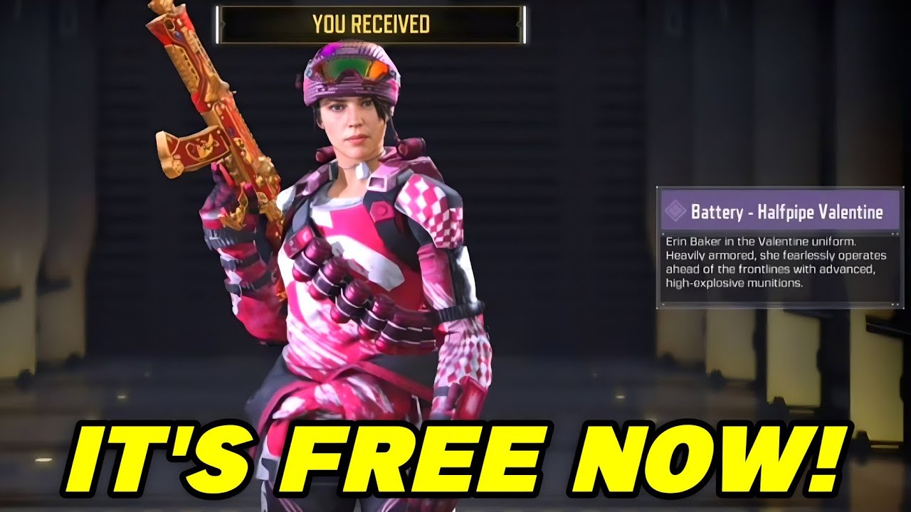FREE PAID SKIN FOR BATTERY - HALFPIPE VALENTINE IN COD MOBILE - YouTube