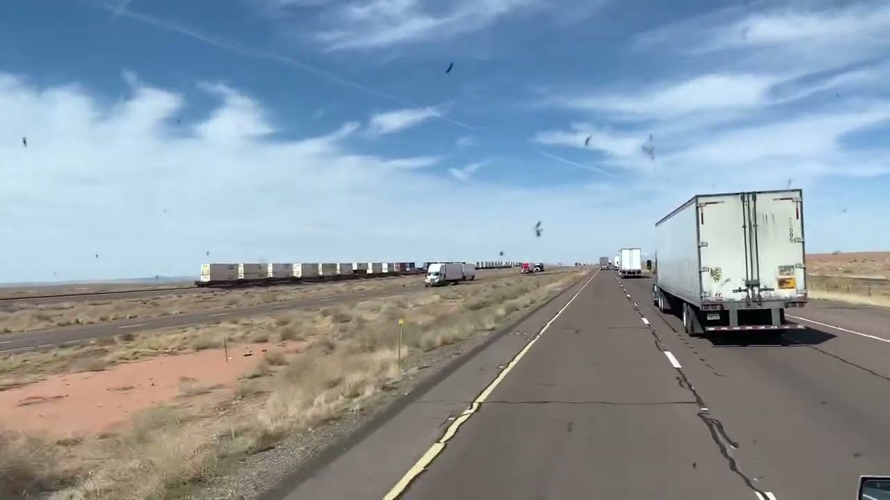 Chasing the Train in I-40, Arizona - YouTube