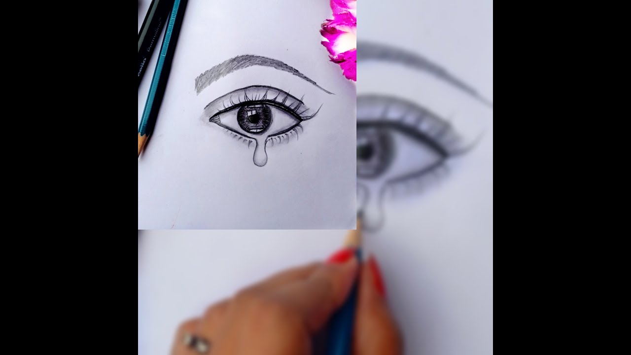 How to draw a realistic eyes with teardrop in Easy way | tutorial ...