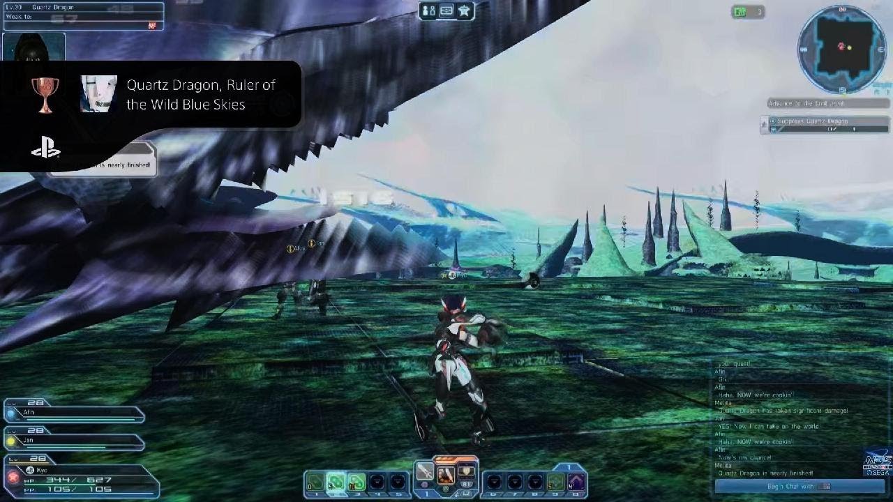 Phantasy Star Online 2 New Genesis PS4 trophy - Quartz Dragon - YouTube