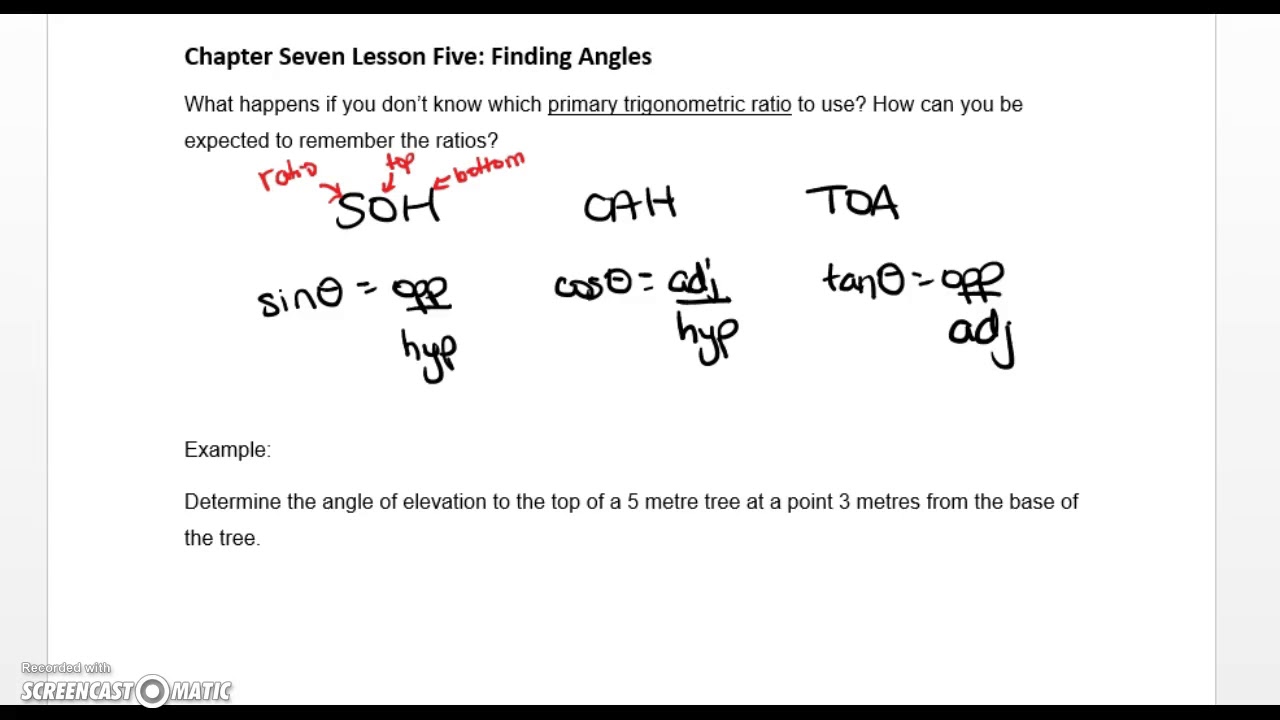 WA10 Lesson 7.5 Finding Angles - YouTube