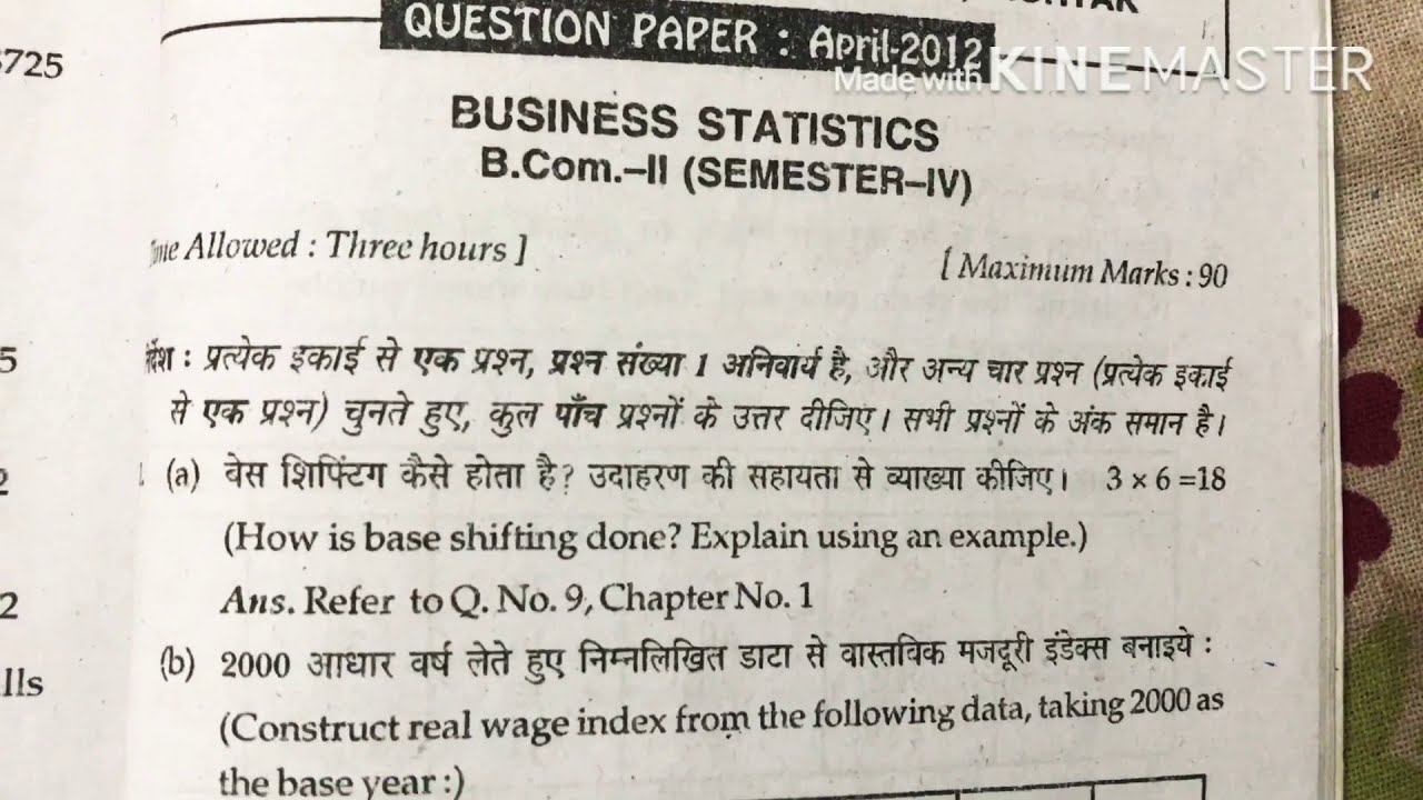 Mdu Bcom Business Statistics 4th Sem Question Paper 2012 - YouTube