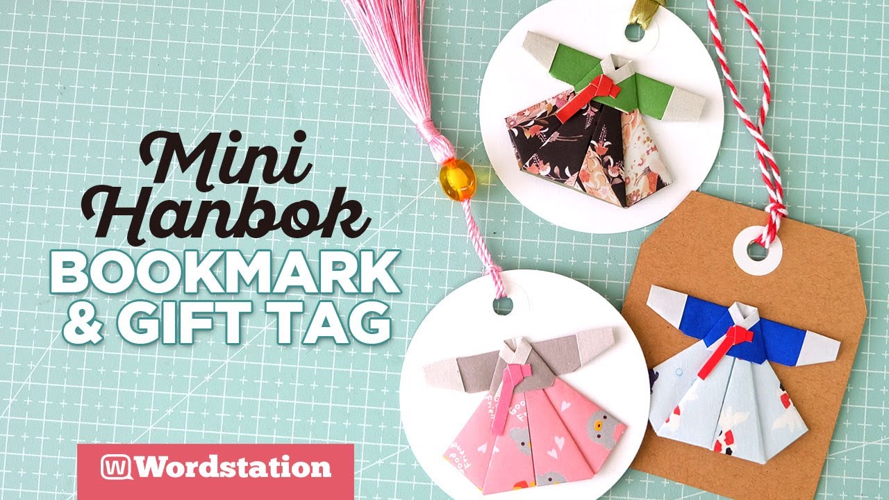 KAWAII! How to Make Mini Hanbok Origami bookmark & gift tags - YouTube