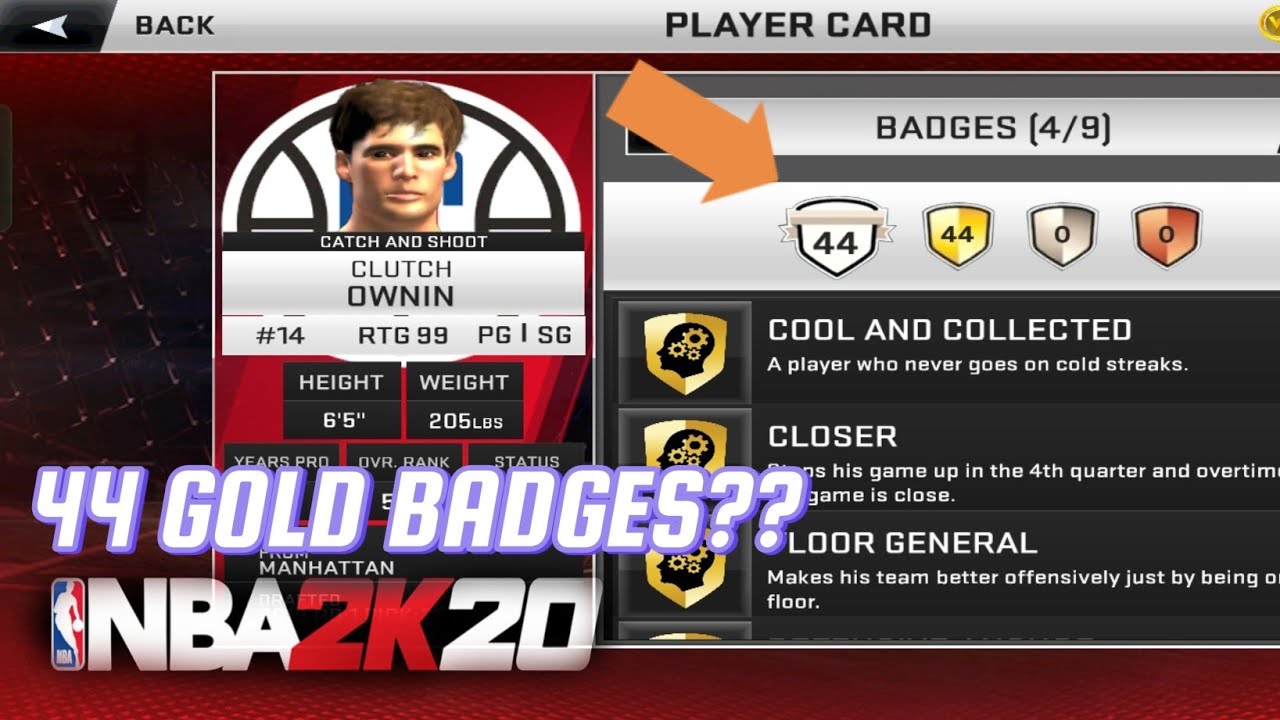 44 Gold Badges | Nba 2k20 Mobile JD Mod Menu | Clutch Onin 2k20 - YouTube