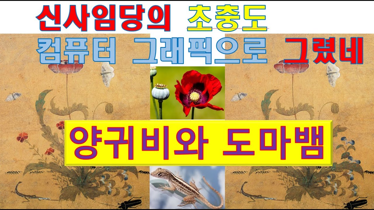 양귀비와 도마뱀 신사임당 초충도 8곡병풍 신사임당 초충도 초충도시리즈 초충도8곡병풍 신사임당그림 Youtube