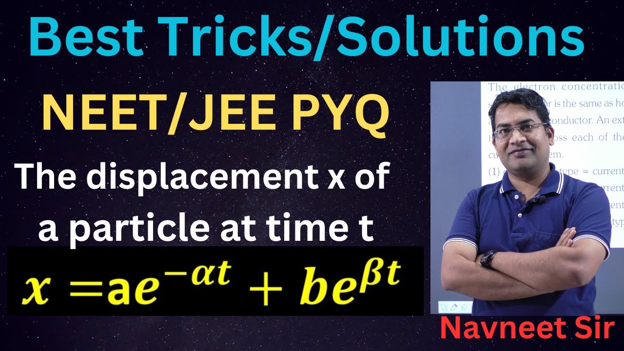 The displacement `x` of a particle varies with time `t` as `x = ae^(-alpha t) + be^(beta t ...