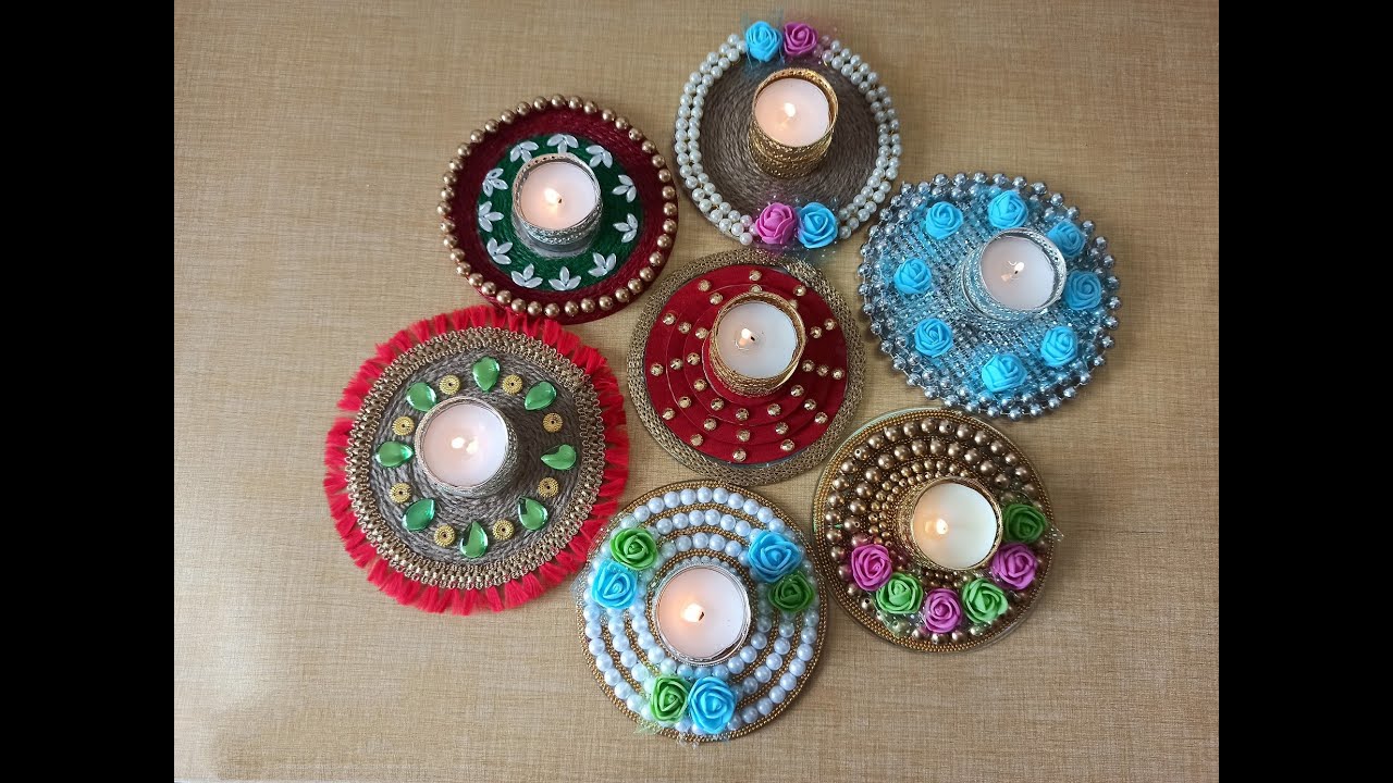 DIY 7 superb Diya Holders from waste CD|| Best Diwali Decor ideas 2020 ...