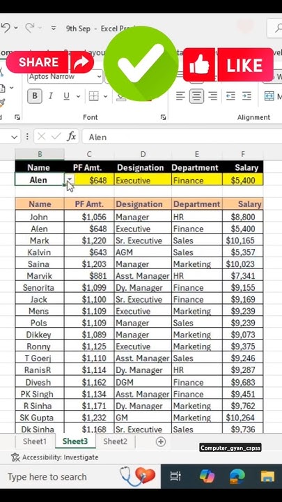 DGET function ( v lookup ) data search bar in excel 😱 #excel #dataentry #vlookup #shorts - YouTube