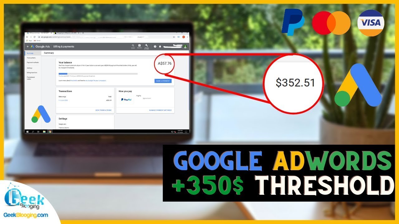 Google Ads $350 Threshold Method | Easy Way to create Adwords Account ...