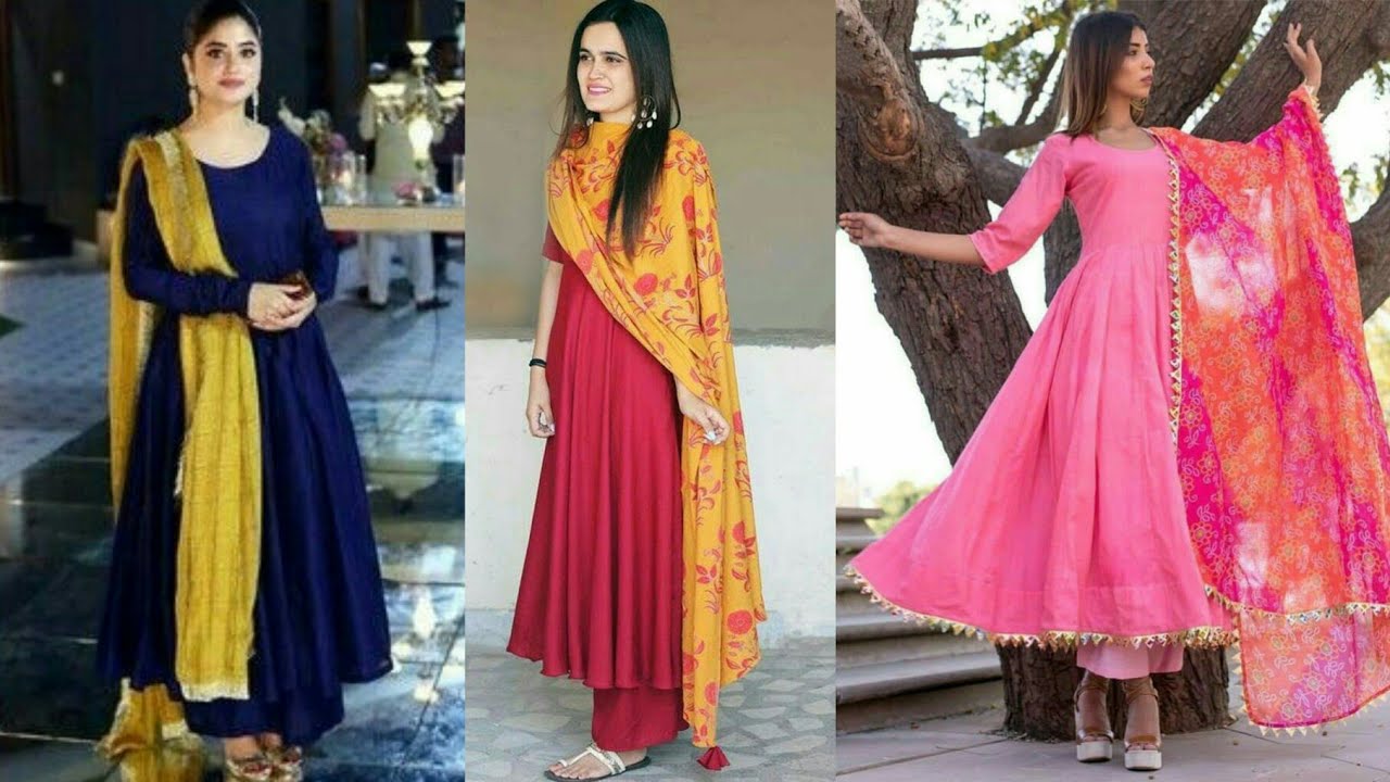 Plain Anarkali Suits Designs 2020 || Simple Plain anarkali suits ...