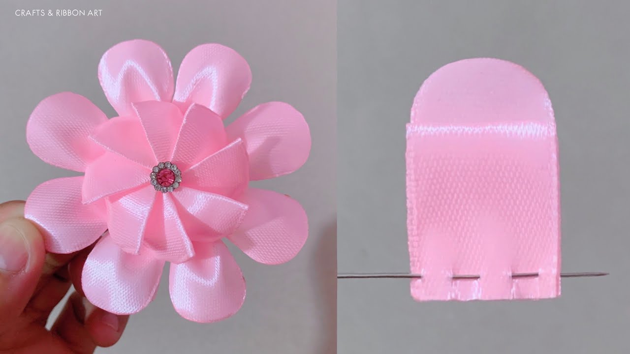 Amazing ribbon flower trick - Easy Flowers making with Ribbon - DIY ...