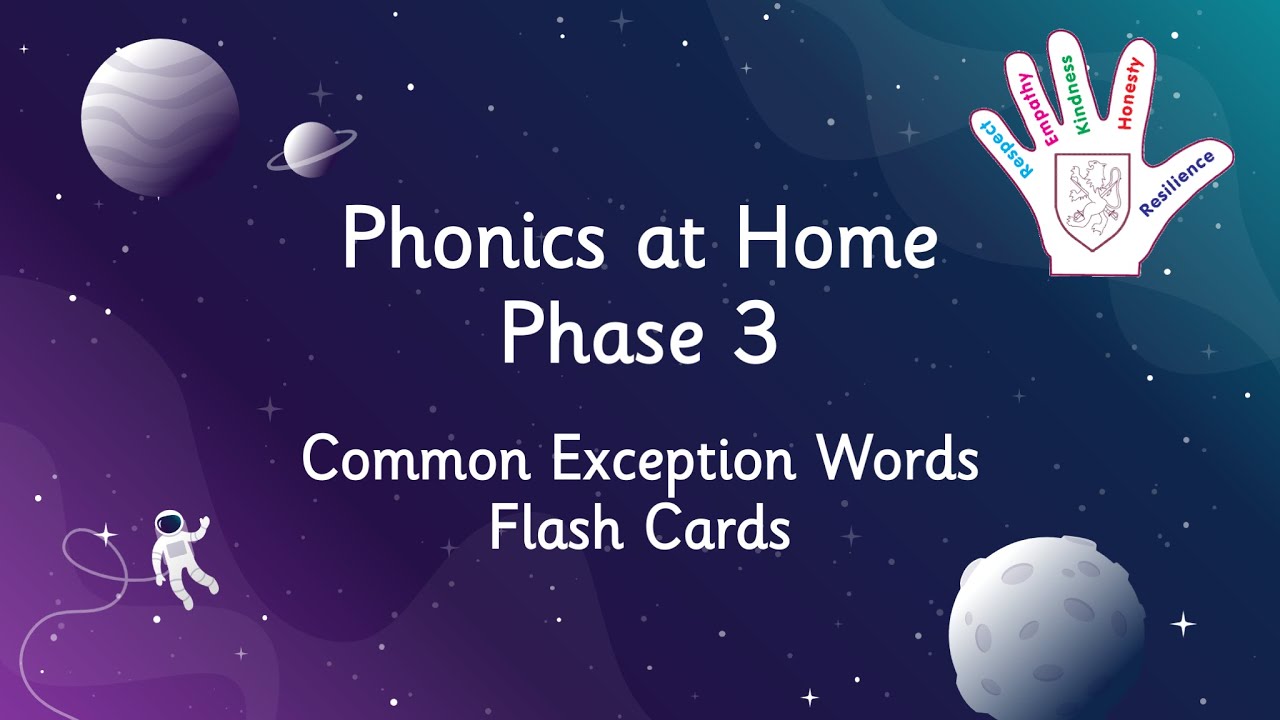 Phonics Phase 3 Common Exception Word Flash Cards - YouTube