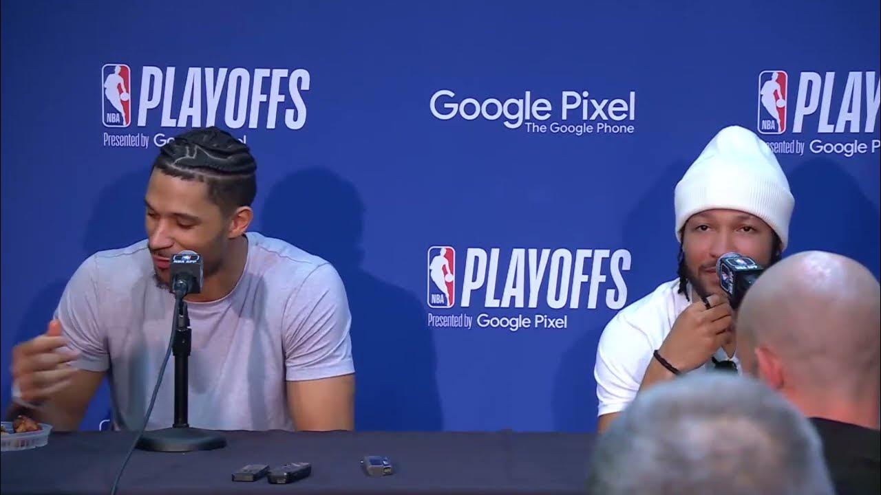 Josh Hart and Jalen Brunson Banter During Postgame Interview - YouTube