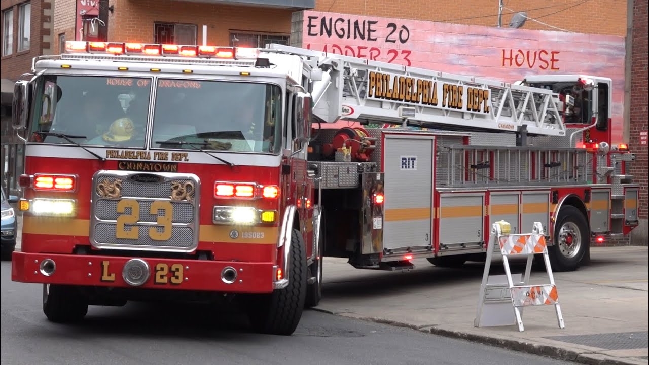 Philadelphia Fire Department Ladder 23 Responding 5/3/24 - YouTube