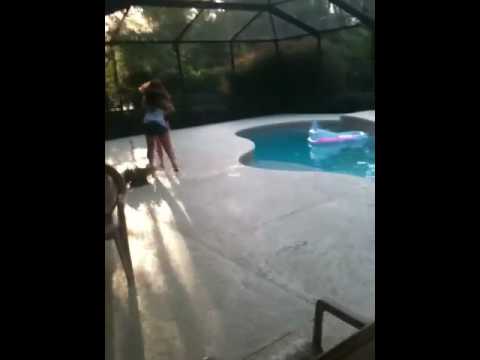 Montana Gets Pushed Into the Pool - YouTube