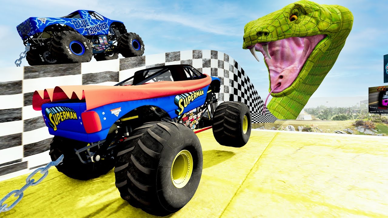 Monster Truck Madness | Long Jumps and Crashes | Griff's Garage - YouTube